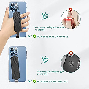 Phone Loop, CISID 3 Pcs Silicone Phone Grip Strap with Stand Reusable Cell Phone Holder for Hand Phone Finger Holder for Most Phone Cases (Black, Pink, Green, 210mm)