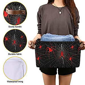 Red Halloween Spider Web Storage Bins Canvas Fabric Collapsible Organizer Basket for Organizing Fabric Storage Baskets Nursery Toys Towels Clothes 1 Pieces