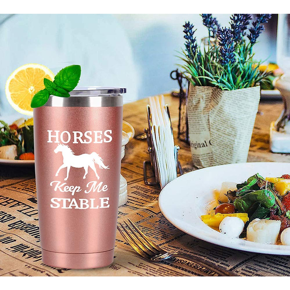 Horse Gifts For Women, Horses Keep Me Stable Travel Tumbler, Funny Birthday Christmas Gifts for Horse Lovers Equestrian Cowgirls Mom Friends Aunt Sister, 20 Oz Insulated Stainless Steel Tumbler
