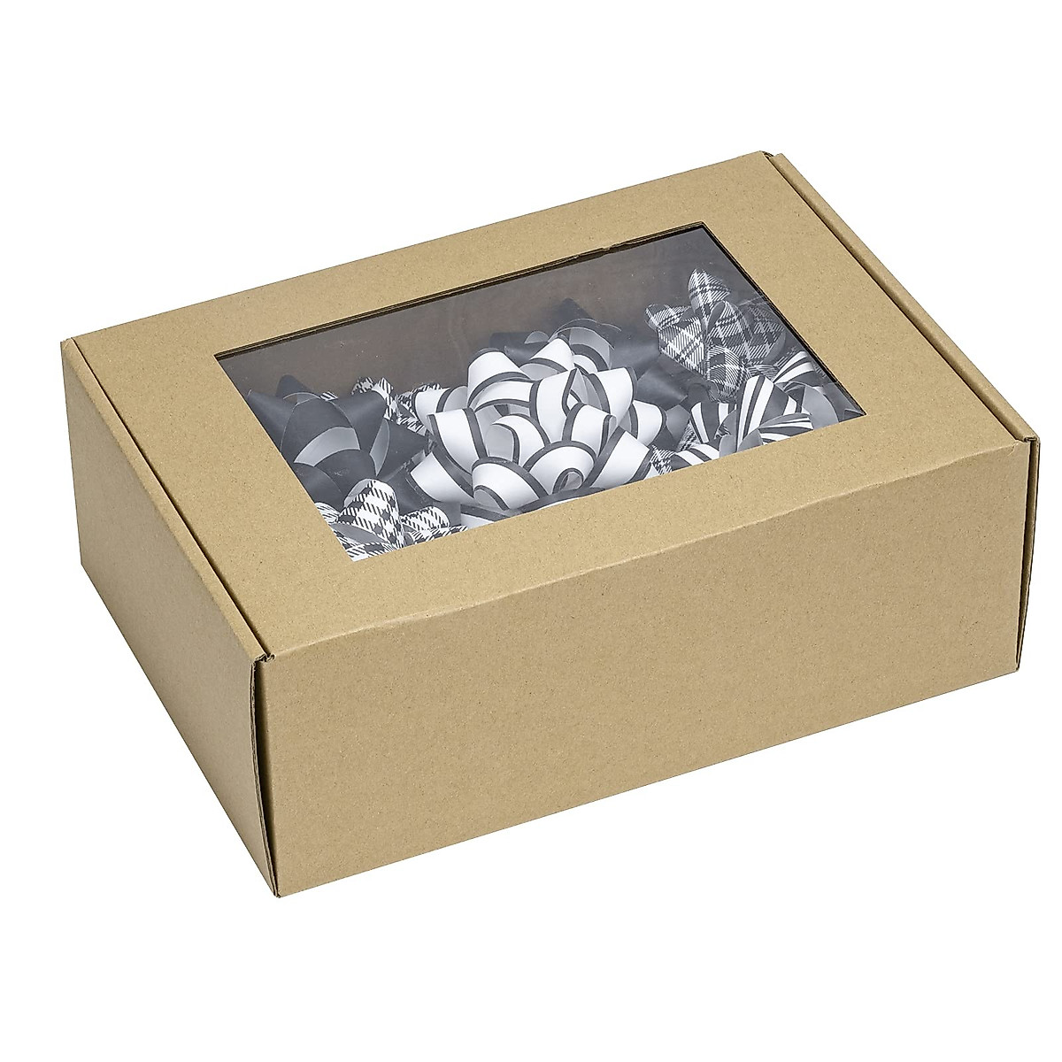 RUSPEPA Paper Christmas Gift Bow Assortment - Black and White Design for Christmas, Holiday, Birthday, Wedding, Baby Shower - Total 14 Bows, 3 Size