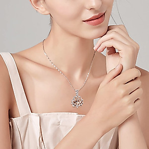 Imrsanl Cremation Jewelry for Ashes - Lotus Flower Ashes Pendant Necklace with Mini Keepsake Urn Memorial Ash Jewelry (Rose Gold)