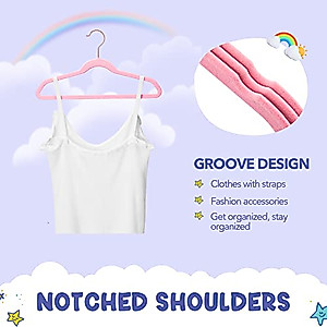HOUSE DAY Velvet Kids Hangers 60 Pack, Premium Childrens Hangers for Closet, Ultra Thin Cute Hangers Kids Clothes Hanger, Non Slip Kids Felt Hangers 14 Inch, Small Hangers for Kids Clothes, Blush Pink
