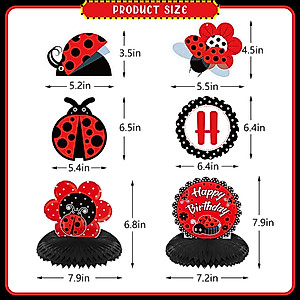 Ladybug Fancy Party Decoration Kit - Cute Birthday Banner, Honeycomb Centerpiece, Hanging Swirls for Girls Birthday Baby Shower Party Supplies