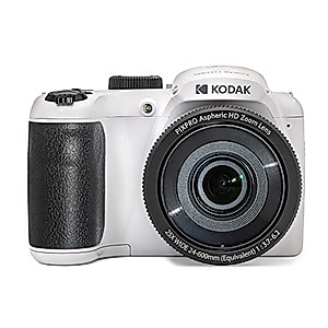 Kodak PIXPRO AZ255 Astro Zoom 16MP Digital Camera (White) Bundle with 64GB Memory Card, High-Performance Ultra Alkaline AA Batteries (10-Pack), Camera Case and Accessory (4 Items)