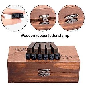 Udefineit 70PCS Wooden Rubber Alphabet Stamps, Vintage Style Mini A-Z a-z Letter Stamps 0-9 Number Stamps & Symbols Stamper Seal Set for Pottery Clay Crafts Arts, DIY Card Scrapbooking Painting