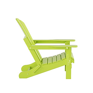 WO Home Furniture Set of 2pcs HDPE Adirondack Chairs Lounger Outdoor Folding Seat for Fire Pit, Beach, Balcony, Backyard, Lawn, Patio, Pool, Deck, Garden - Weather UV Resistant (Lime)