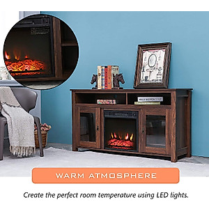 LOKATSE HOME Electric Fireplace Stand Console for TV's Up to 60" Living Room Storage Entertainment Center, Espresso