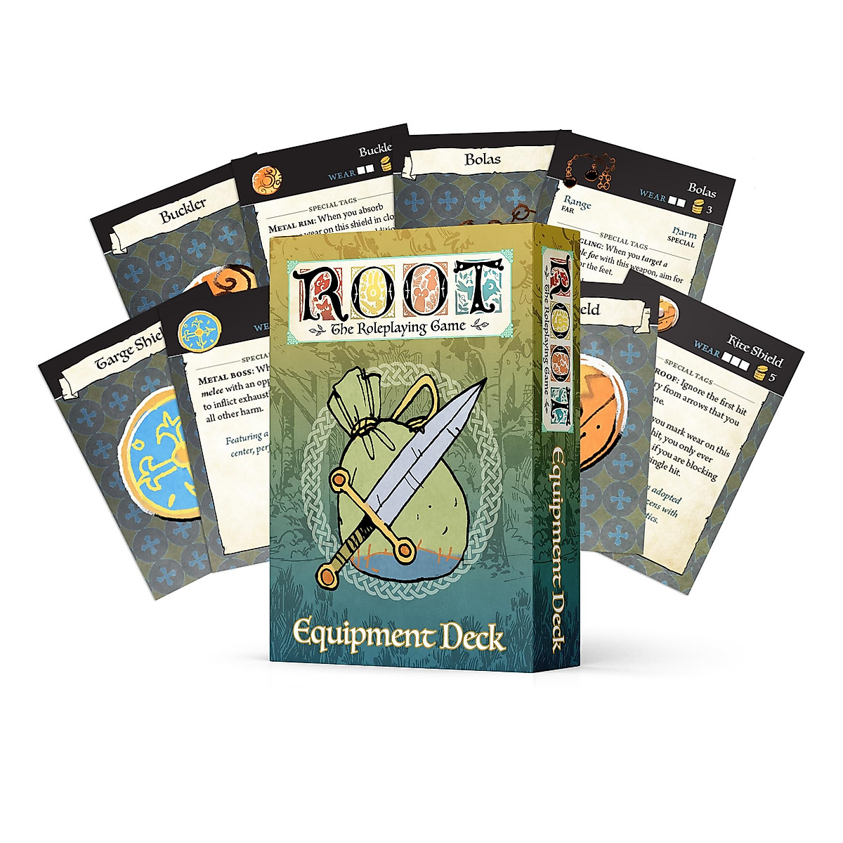 Magpie Games Root: The Roleplaying Game Equipment Deck Expansion, 55 Cards, Weapons, Equipment with Stats, Traits, Fantasy Adventure RPG Game, Adults, Teens Ages 14+, Original Art by Kyle Ferrin