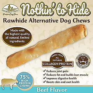 Fieldcrest Farms Nothing to Hide Natural Rawhide Alternative Large 10'' Rolls for Dogs - 3 Pack (6 Chews) Premium Grade Easily Digestible Chews - Great for Dental Health (Beef)