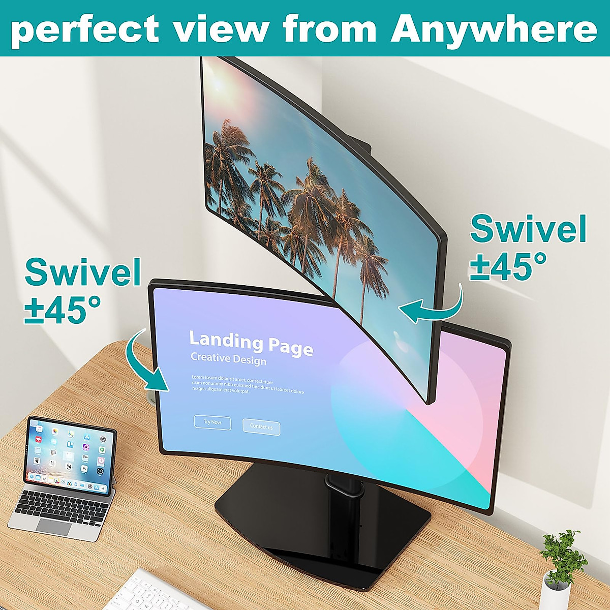 MOUNT PRO Vertical Dual Monitor Stand for 2 Computer Screen up to 32 Inch, Stacked Monitor Mount, Free-Standing Monitor Desk Stand with Swivel, Tilt, Height Adjustable, VESA Stand 100 x 100