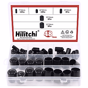 Hilitchi 48 Pcs Black Vinyl Flexible Pipe Post Bolt Screw Rubber Thread Protector Cover Pipe Post Rubber End Caps(1/4inch to 1 1/2inch)