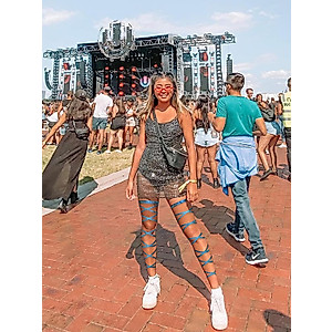 deladola Leg Wraps Rave Shiny Leg Straps Party Elastic Garter Music Festivals Costume for Women and Girls