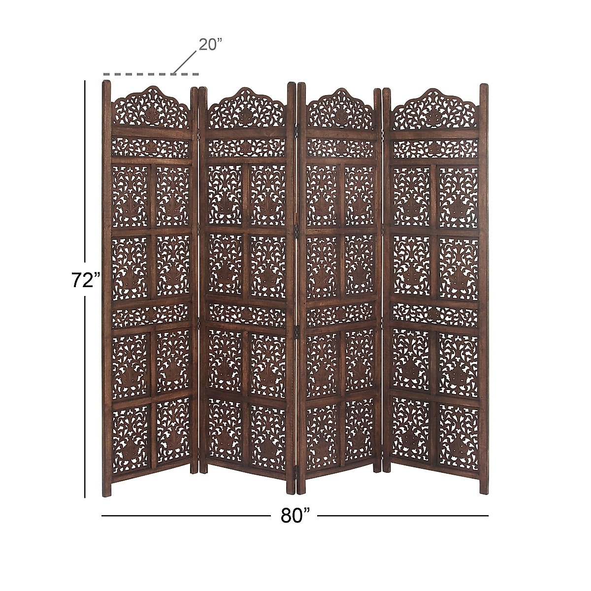 Deco 79 Wood Floral Handmade Partition Room Divider Screen, LARGE SIZE, Brown