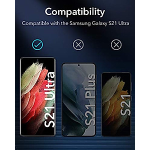 [3 Pack] ESR Liquid Skin Screen Protector Compatible with Samsung Galaxy S21 Ultra 2021 [Supports Fingerprint Sensor] [Full Coverage Polymer Film] [Includes Installation Kit]