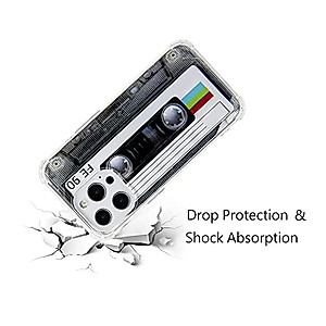 FAteamll Case for iPhone 13 Pro Max, Matte Finish Heavy Duty Soft Back Cover with Reinforced Corners TPU Soft Bumper Retro Cassette Tape Case Compatible with iPhone 13 Pro Max(6.7 Inch)
