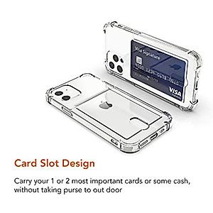 ANHONG Upgrade Clear Card Case Compatible with iPhone 12/12 Pro 6.1 inch, Slim Fit Thin Protective Soft TPU Shock-Absorbing Wallet Case with Card Holder