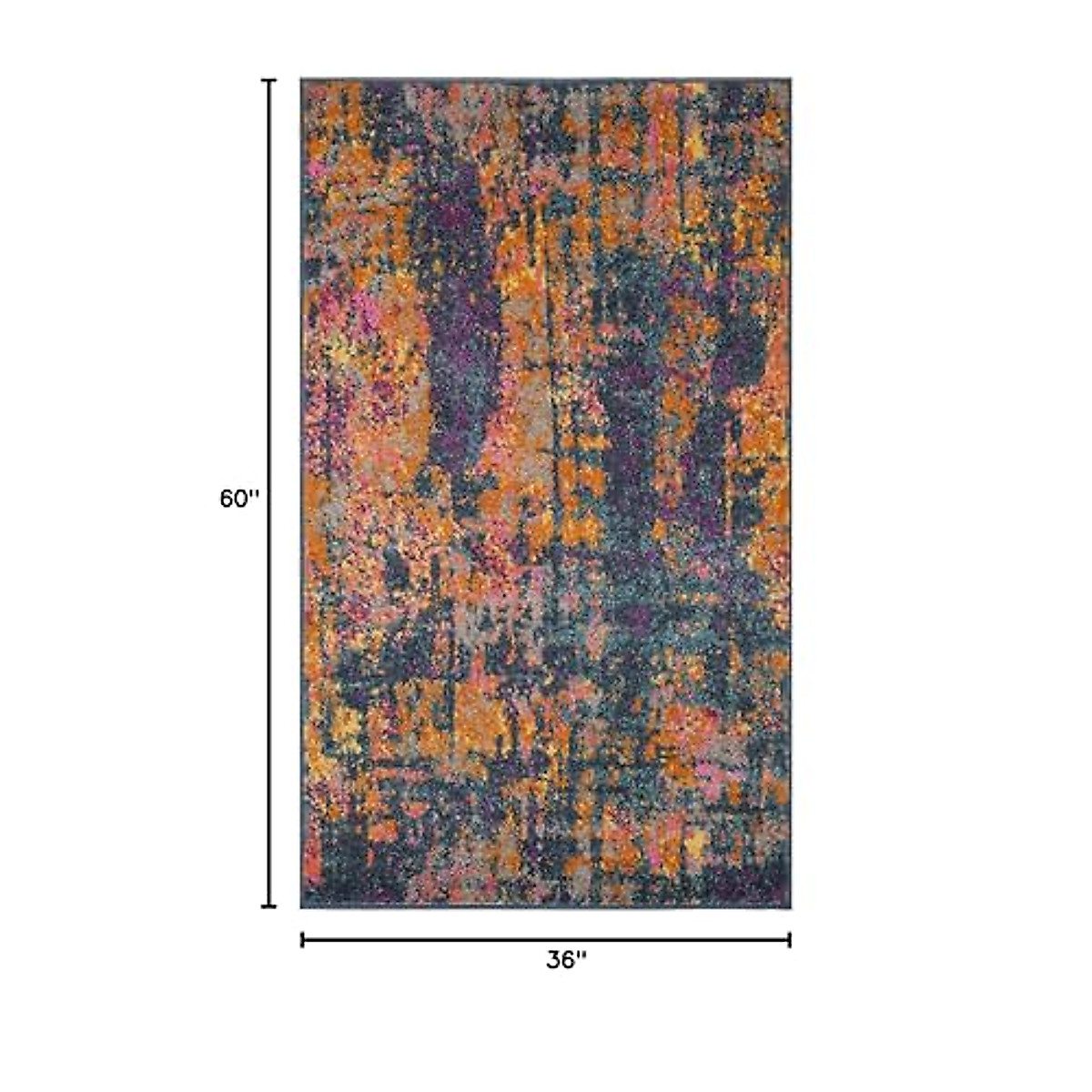 SAFAVIEH Madison Collection Accent Rug - 3' x 5', Blue & Orange, Modern Boho Abstract Design, Non-Shedding & Easy Care, Ideal for High Traffic Areas in Entryway, Living Room, Bedroom (MAD143A)