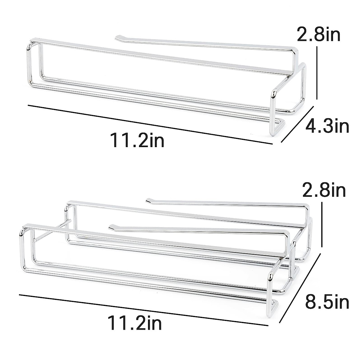 GOODSDECO Wine Glass Rack without Screw, Wine Glass Holder, Stemware Holder Under Cabinet, Stainless Steel Hanger, Glasses Storage Hanger for Kinchen Bar (2P)