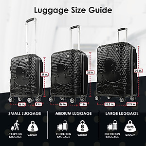 FUL Disney Mickey Mouse Rolling Luggage, Hardside Suitcase with Spinner Wheels, Black, 29 Inch