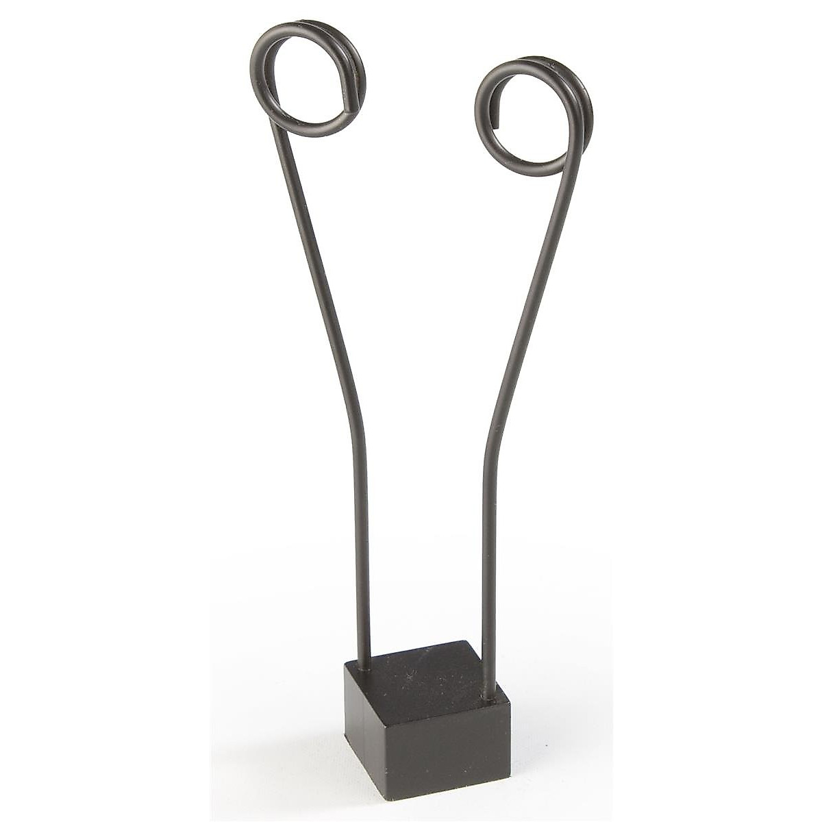 Set of 24, Dual Coil Place Card Holders with Square Metal Base, Felt Bottom, 6.5"h Memo Clips for Tabletop - Black Metal