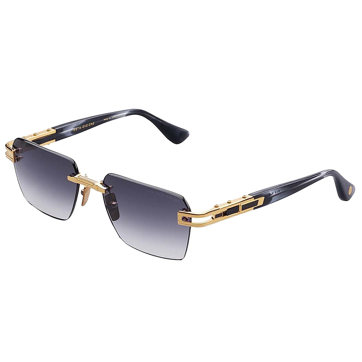 Dita META-EVO ONE DT DTS147 A-01 Yellow Gold/Ink Swirl Metal Rimless Sunglasses Grey Gradient Lens