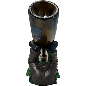 DWK Frankenstein Wine Bottle Holder | Countertop Rack Wine Holders | Horror Kitchen Wine Decorations Theme Sets | Cute Goth and Cool Mom Gifts - 10.5"