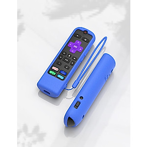 Silicone Remote Case for Roku Voice Remote Pro,Select Series 4K/lus Series 4K TVs 2024,RCS01R Shockproof Protective Cover for Ultra(2019-2011) with Lanyard for Streaming Stick 4K+ Remote(Blue)