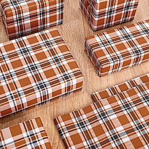 Whaline 100 Sheets Fall Tissue Paper Folded Flat Buffalo Plaid Wrapping Paper Thanksgiving Gift Wrapping Paper Rustic Art Paper for Home DIY Gift Bags Party Favor Autumn Decorations, 14 x 20inch