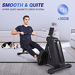 Rowing Machine, DMASUN Magnetic Rower 350 LB Weight Capacity Row Machine with 16 Level Resistance, LCD Display & Comfortable Seat Cushion, Rowing Machines for Home Use Foldable