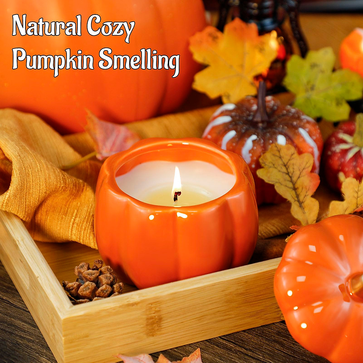 STRN Scented Candles Festive Fall & Halloween Décor, Long-Lasting Scented Candles, Natural Pumpkin Fragrance Soy Wax Candles, Ceramics 1 Pack