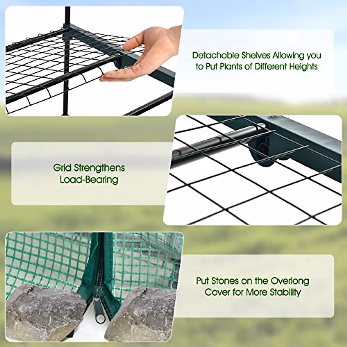 Giantex Portable Mini Greenhouse, Gardening Tent W/ 4-Tier Rack, Weatherproof PE Cover, Zippered Roll-up Door, Steel Frame, Easy Setup, Indoor & Outdoor Small Garden Supplies Green