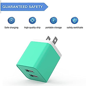 6Pack USB Wall Charger, iGENJUN 2.4A Dual USB Port Cube Power Plug Adapter Fast Phone Charger Block Charging Box Brick for iPhone 14/14 Pro/14 Pro Max/13, Samsung Galaxy, Pixel, LG, Android-Colorful