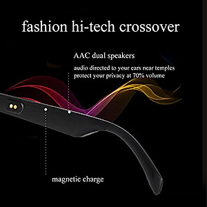Smart Bluetooth Audio Glasses with Anti Blue Light Lens Waterproof Bluetooth 5.0 Glasses Connect Mobile Phones and Tablets for Men Women