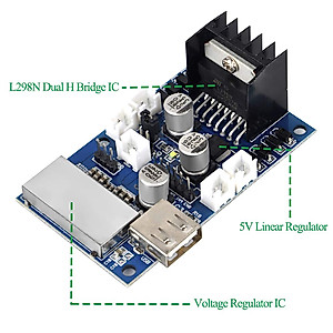 OSOYOO 4WD L298N Motor Driver Board Dual H Bridge DC JST Connectors for Robotic Smart Car for Arduino Rapsberry Pi 3 3b 4b