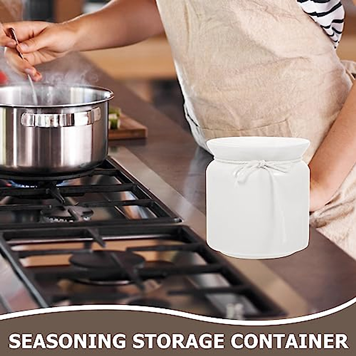 BESTonZON Ceramic Canister Ceramic Food Storage Jar Seasoning Pot Salt Pepper Jar Seal Lid Cute Candy Cookie Kitchen Canister Grease Container Sugar Bowl 500ml Ceramic Sugar Jar