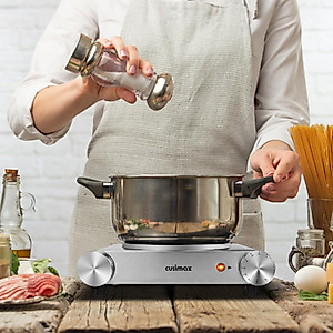 Cusimax Hot Plate Electric Burner Single Burner Cast Iron hot plates for cooking Portable Burner 1500W with Adjustable Temperature Control Stainless Steel Non-Slip Rubber Feet, Upgraded Version