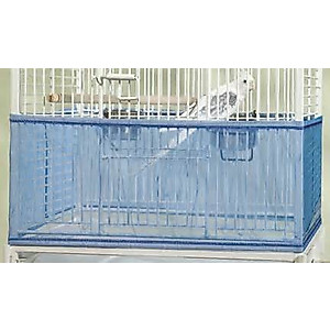 TOPINCN Bird Cage Cover, Ventilated Nylon Bird Cage Cover Shell Skirt Seed Feather Catcher Soft Skirt Guard Birdcage Nylon Mesh Netting Pet Products (Blue)