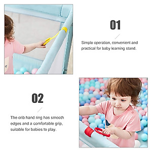 Kisangel 4pcs Baby Play Gym Baby Crib Pull Ring Baby Bed Stand Up Rings Nursery Baby Cot Rings Toddler Activity Kids Walking Training Tool