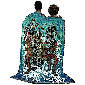 Pure Country Weavers Neptune Skeleton Blanket by David Lozeau - Gift Fantasy Tapestry Throw Woven from Cotton - Made in The USA (72x54)