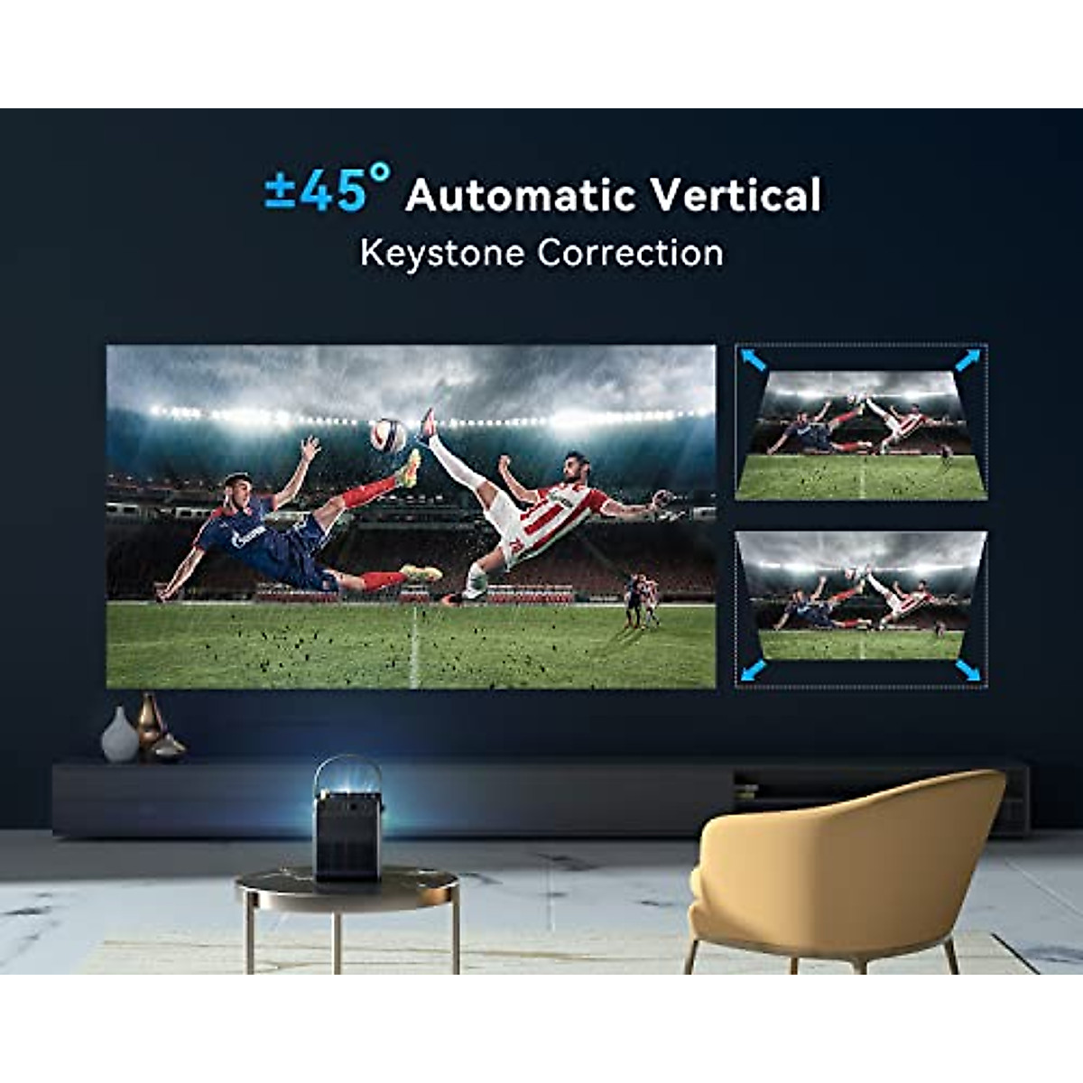 Emotn H1 Mini Projector, Native 1080P, 250 ANSI Lumen, Android 9.0 Portable Outdoor Projector, 240" Display, Rechargeable Battery, WiFi Bluetooth, Compatible with Smartphone/HDMI/USB/PS4/XBOX