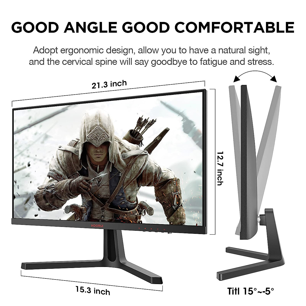 KOORUI 24 Inch Computer Monitor -FHD 1080P Gaming Monitor 165Hz VA 1ms, AdaptiveSync Technology, LED Monitors with Ultra-Thin, HDMI X2 /DP, VESA Compatible, Eye Care 24E4