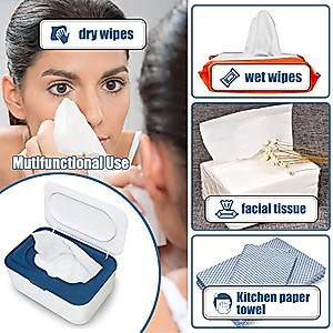 2 Pack Baby Wipes Dispenser, Wipe Holder with Lids Diaper Wipes Case for Bathroom Refillable Wipe Container with Sealing Design, Flushable Bathroom Storage Case Box