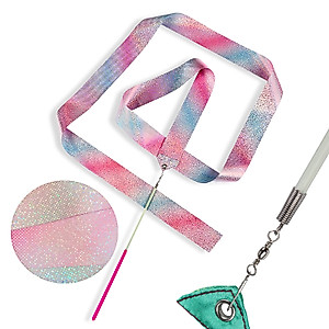 Sparkling Dance Ribbon, 78.7 inch Long Rhythmic Gymnastics Ribbons Wand , 4 Pieces Dancing Ribbon Streamer for Kids, Fits Dancer, Play, Baton Stick Twirling, Gymnastics Party Gift (4 pcs sparkling)