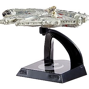 Hot Wheels Star Wars Starships Select Millennium Falcon Vehicle, Premium Collectible Replica with Movable Part & Display Stand