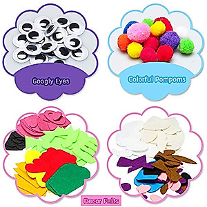 WATINC 6Pcs Hand Puppet Making Kit for Kids Art Craft Felt Sock Puppet Toys Creative DIY Make Your Own Puppets Pompoms Wiggle Googly Eyes Storytelling Role Play Party Supplies Gift for Girls Boys