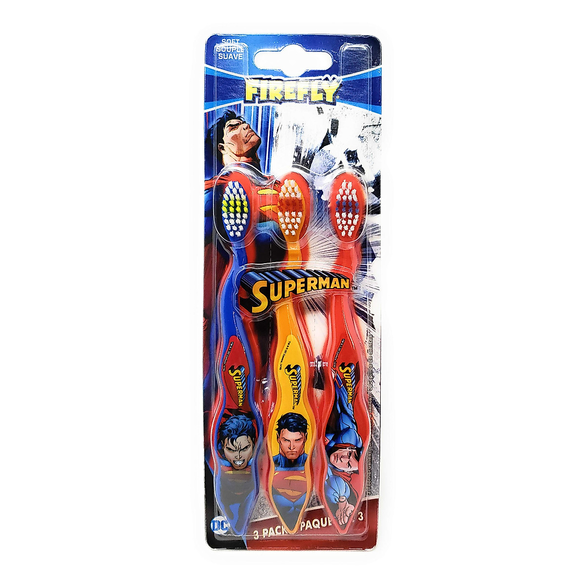 Firefly Superman Toothbrushes, 3-Pack
