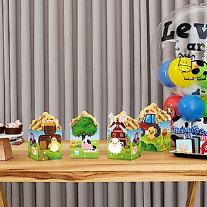 Pajean 24 Set Farm Birthday Party Supplies Farm Animal Popcorn Boxes Farmhouse Birthday Snack Treat Goodie Boxes for Baby Shower Farm Birthday Party