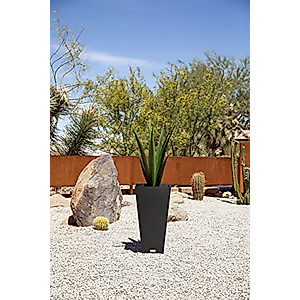 Veradek V-Resin Indoor/Outdoor Taper Planter, Set of 2 (30 inch, Black)