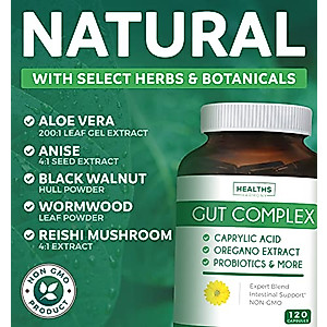 Candida Support (120 Capsules) - Caprylic Acid, Oregano Oil & Probiotics Help Maintain Already Normal Levels of Yeast and Candida - Vegetarian, Non-GMO Intestinal Supplement - Gut Cleanse (No Pills)