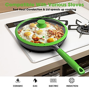 imarku 12 Inch Non Stick Frying Pans with Lid, Long Lasting Cast Iron Skillet, Premium Frying Pan with Stay Cool Handles, Professional Frying Pan Skillet with Lid, Dishwasher Safe, Christmas Gifts